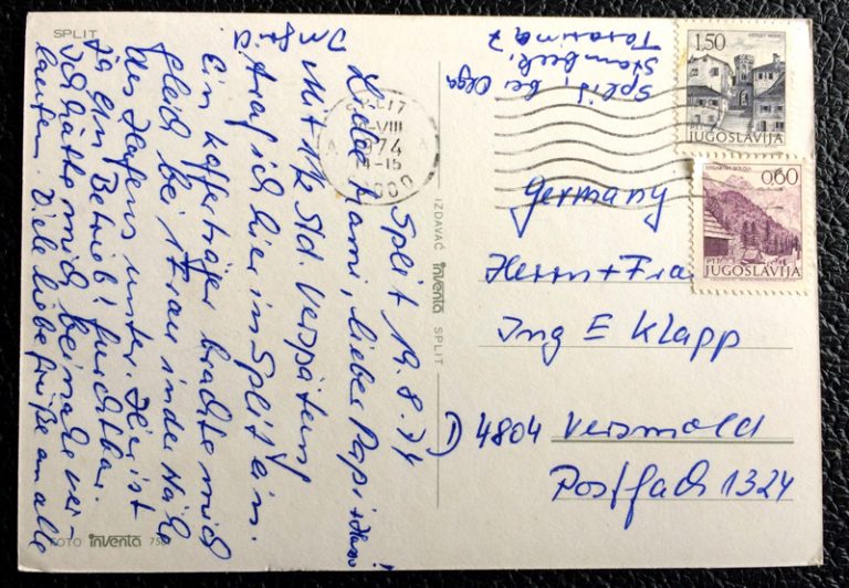 August 1974 – bird’s-eye view of Split in Croatia – Past Century Postcards